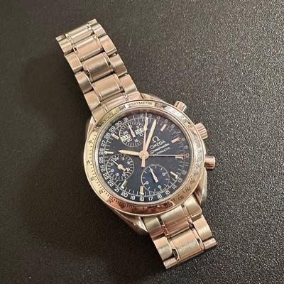 OMEGA Watch Blue Dial Speedmaster Triple Calendar Chronograph Stainless ...