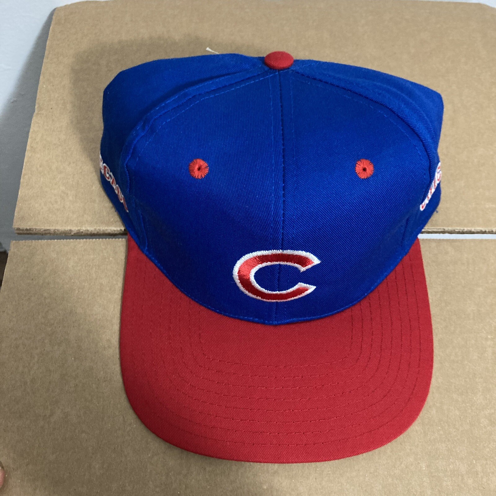 NWT Vintage Chicago Cubs Snapback Hat Back Talk Script MLB Baseball Cap ...