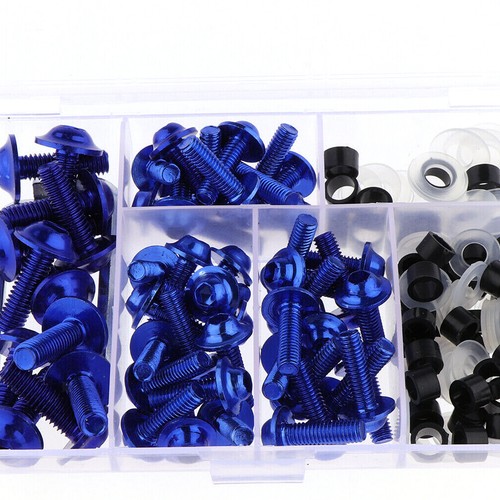 158x Motorcycle Sportbike Fairing Bolt Kits Blue Screws Fasteners Clips ...