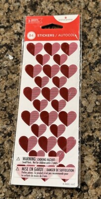 American Greetings Red Foil Heart Stickers 84 Pieces 3 Sheets Valentine ...
