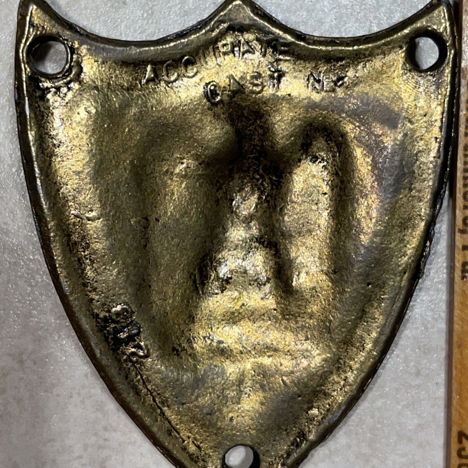 Antique Early Brass Eagle Shield Badge numbered | eBay