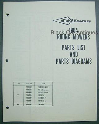 Original Vintage 1964 Gilson Riding Mower Illustrated Parts List 12 ...