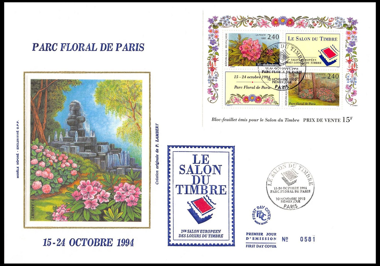 FDC GF soie - Bloc salon du timbre 93 - oblit PJ 10/11/1993 | eBay