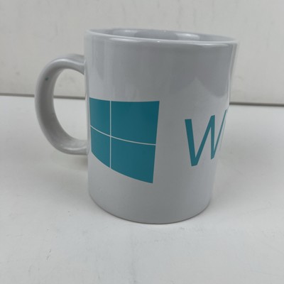 Microsoft Windows 20 oz Ceramic Coffee Mug White Aqua Logo & Letters | eBay