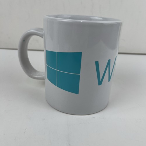 Microsoft Windows 20 oz Ceramic Coffee Mug White Aqua Logo & Letters | eBay