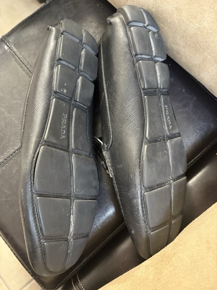 Prada black leather driver loafers Prada Sz 8 Please See Size Chart In ...