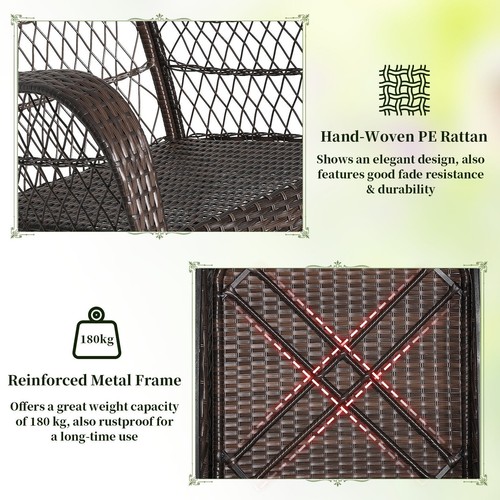 Outdoor Wicker Sturdy Rocking Chair Patio Rattan Rocker Garden ...