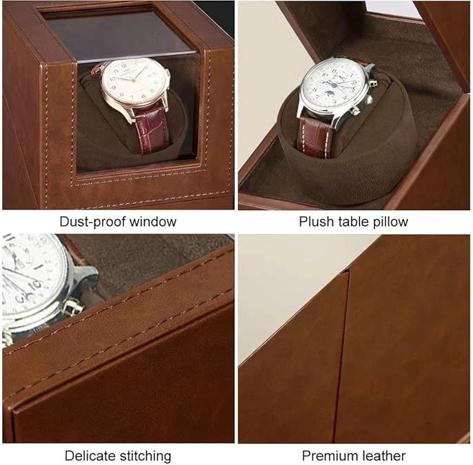 Automatic Rotation Single Watch Winder Box Leather Storage Display Case ...