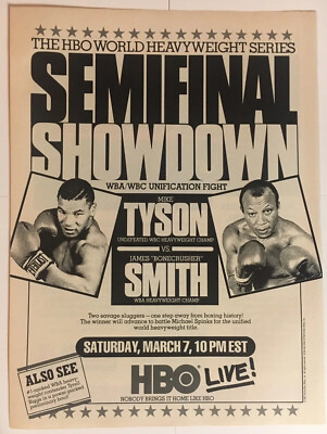 Mike Tyson Bonecrusher Smith HBO 1987 Vintage Print Ad 8x11 Inches Wall ...