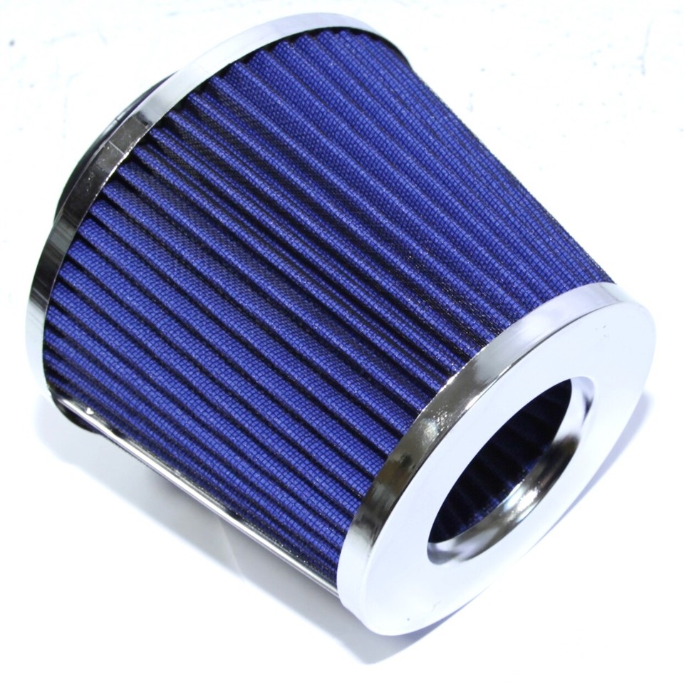 BLUE Universal 3" 76.2MM Open Top Cold Air Intake Filter Cone Dry Air ...