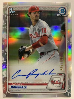 2020 1ST BOWMAN CHROME CARSON RAGSDALE PHILLIES REFRACTOR ON-CARD AUTO ...