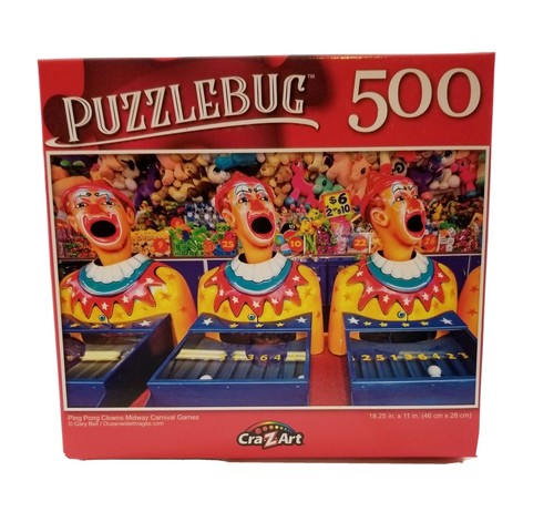 Puzzlebug 500 Piece Puzzle Ping Pong Clowns Midway Carnival Games 18.25 ...