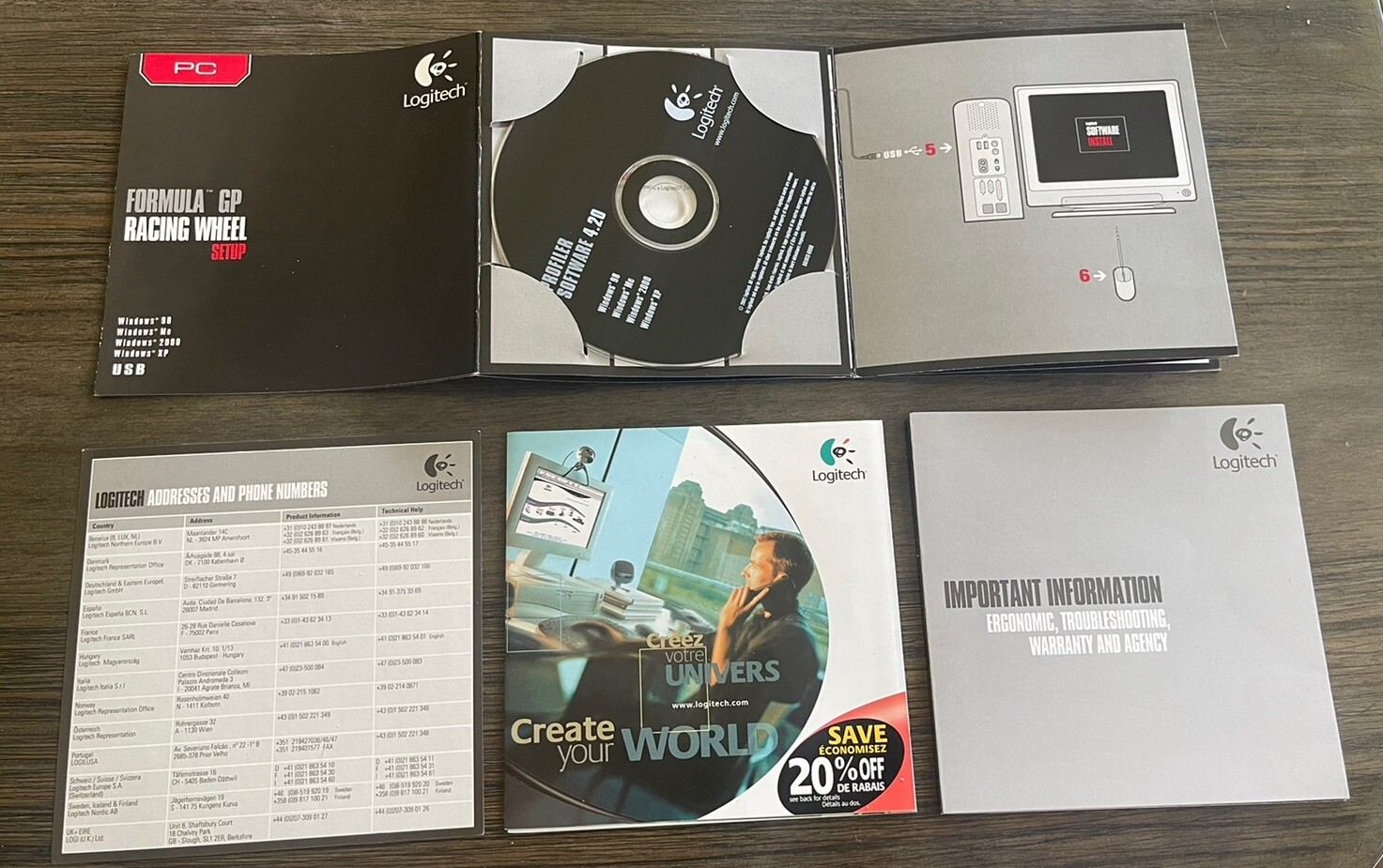 Logitech Formula GP Racing Wheel Setup Disc And Manual 2002 | eBay