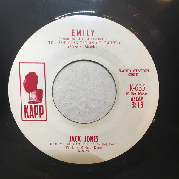 Jack Jones - Dear Heart / Emily 1964 7", Promo Kapp Records K-635 Very ...