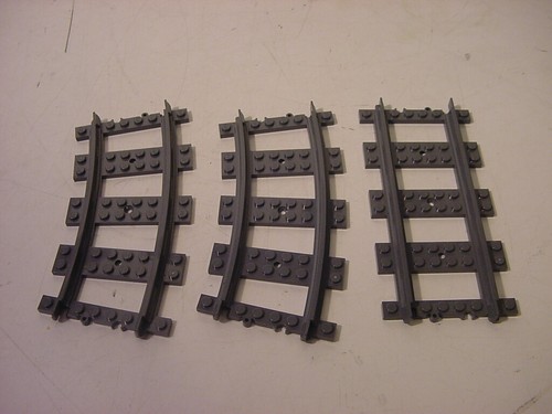 3 LEGO TRAIN TRACK PIECES - 1 STRAIGHT 2 CURVES | eBay