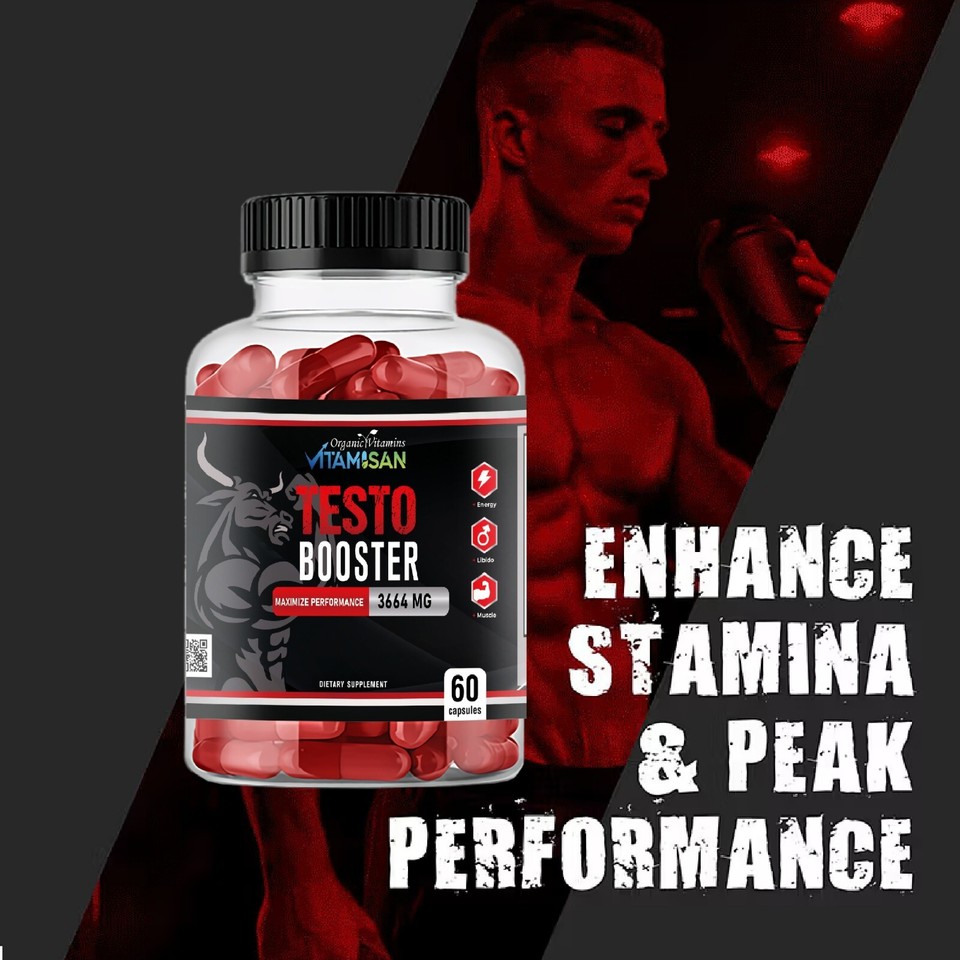 Testo Booster Supplement for Men 60 Caps | Vitality, Stamina, Energy ...