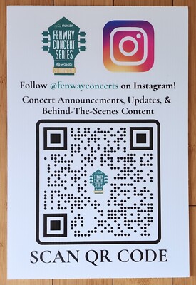 Fenway Park Concert Instagram QR Code Sign Poster 2023 Boston Gig RARE ...