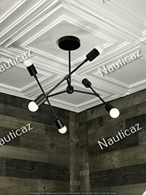 Mid Century Industrial Chandelier Linus Modern 6 Light Geometric ...