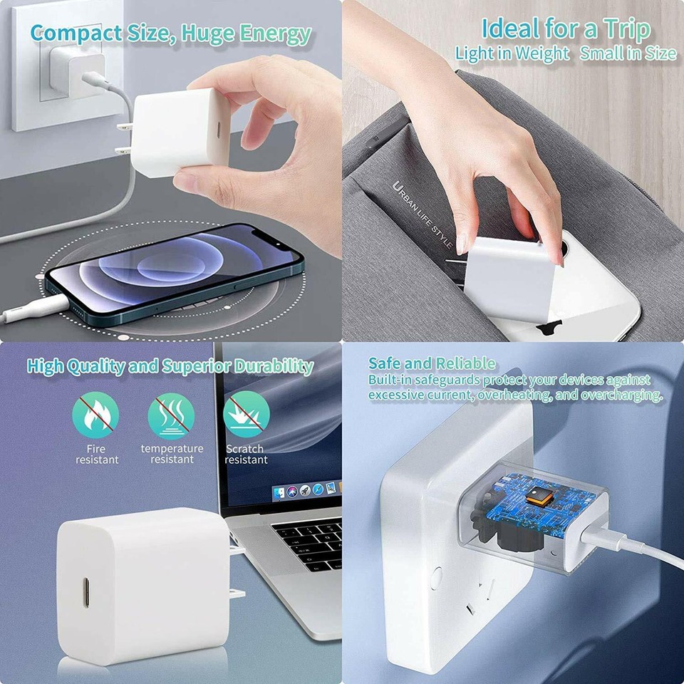 USB C Fast Charger Cube 20W PD Adapter for iPhone 17/16Pro Max/16Plus ...