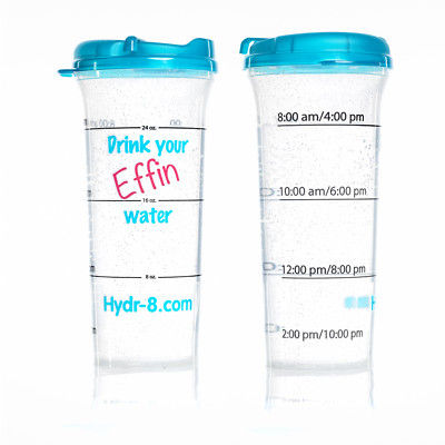 Hydr-8 time marked clear Drink your Effin water bottle metered travel ...