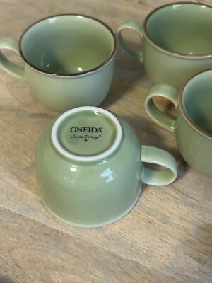 Pistachio Green Oneida Pottery Small Tea Cup Set Of 4 New | eBay