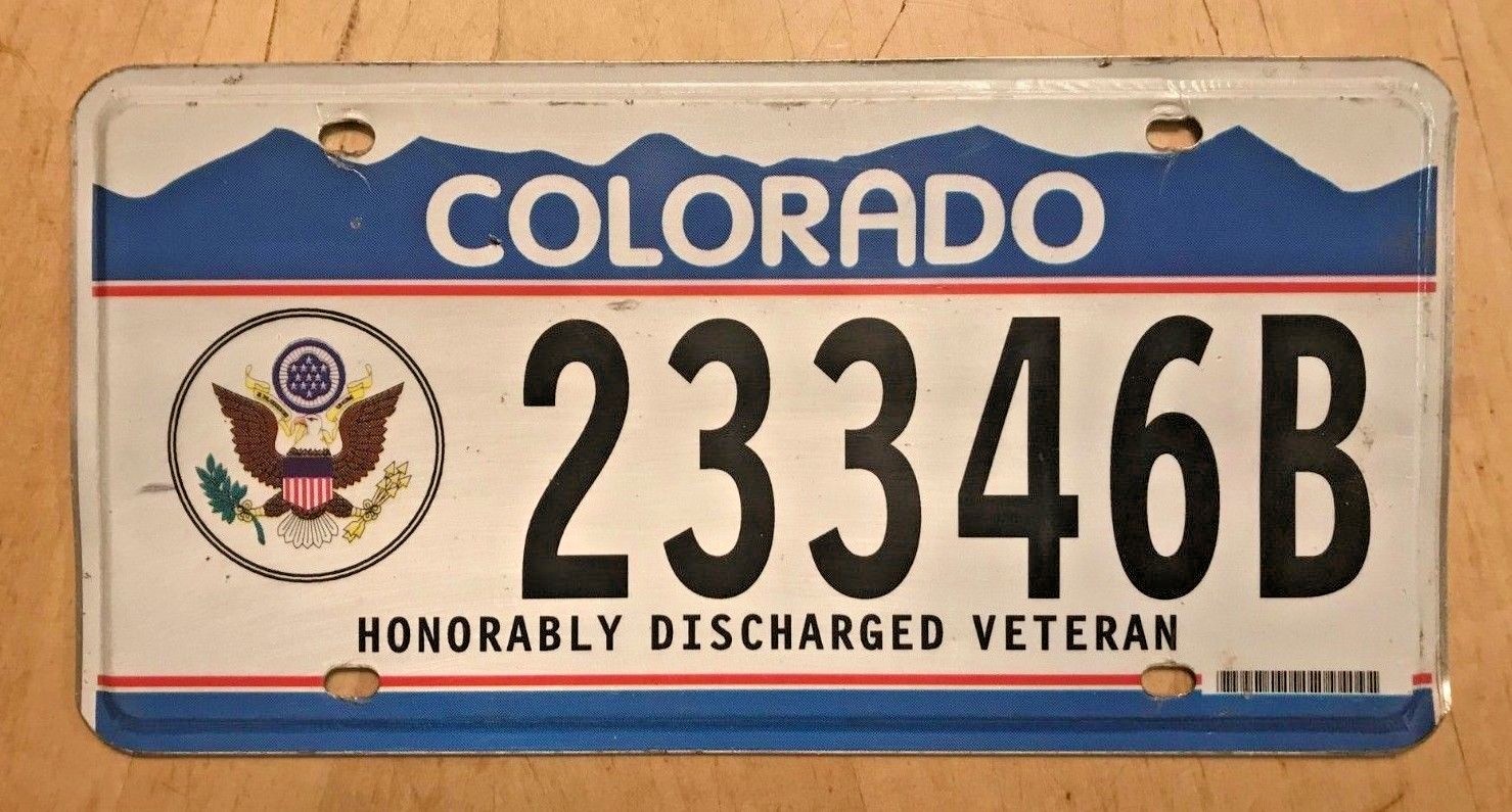 COLORADO HONORABLY DISCHARGED MILITARY VETERAN LICENSE PLATE " 23346 B ...
