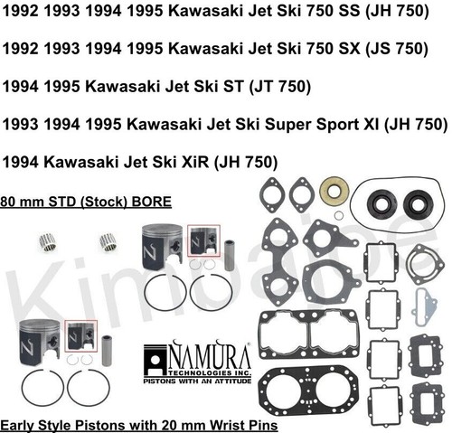 Kawasaki 750 Jet Ski 20 mm Wrist Pins 80 mm Stock BORE Piston Kits ...