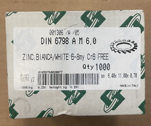 NEW DIN 6798 A M 6.0 Tooth Serrated Lockwasher Zinc Bianca White 6-8 my ...