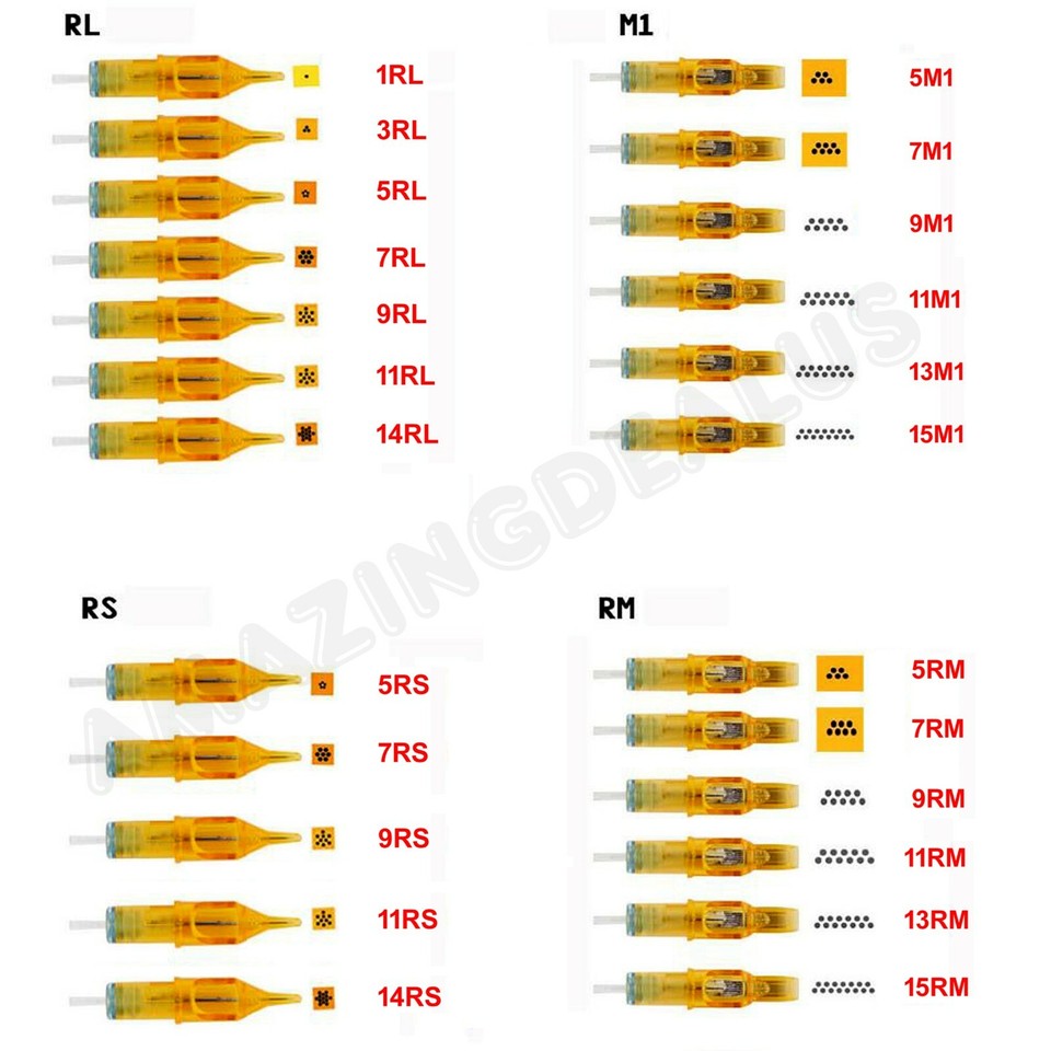10,20,40,100pcs Disposable Needle Cartridge Sterile Tattoo Needle RL,RS ...