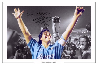 DIEGO MARADONA Signed Autograph PHOTO Gift Signature Print ARGENTINA ...