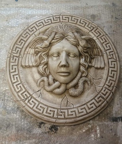 Meduse Stuck gips Bas relief griechisches Rosette Greek Medusa Stil ...