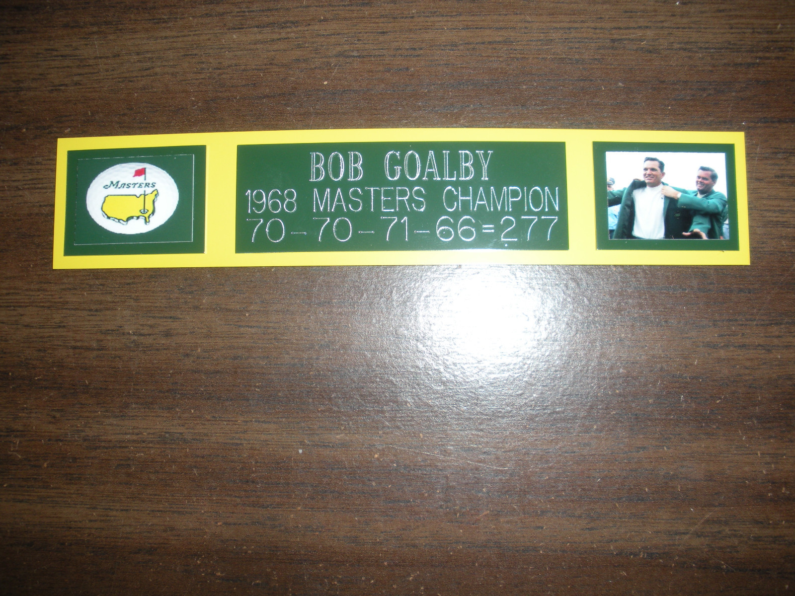 BOB GOALBY (GOLF) 1968 MASTERS CHAMP ENGRAVED NAMEPLATE FOR PHOTO ...
