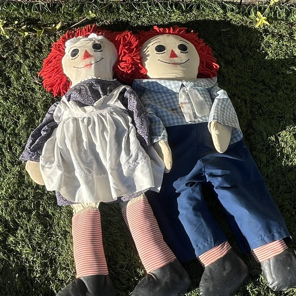 VTG Rare 36” KNICKERBOCKER ~ RAGGEDY ANN & ANDY ~ Cloth Dolls ORIGINAL ...