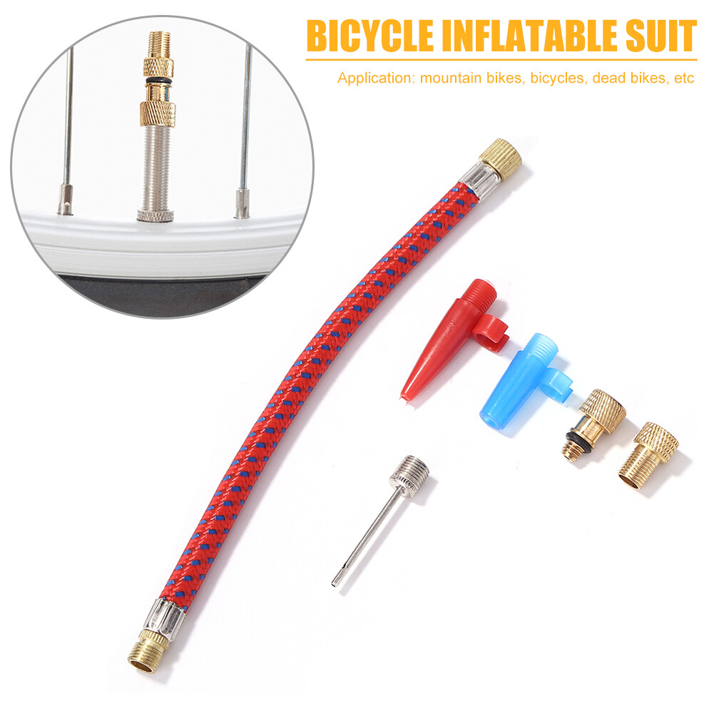 6pcs/set Bicycle Tire Pump Adapter Ball Needle MTB Valve Connector Hose ...