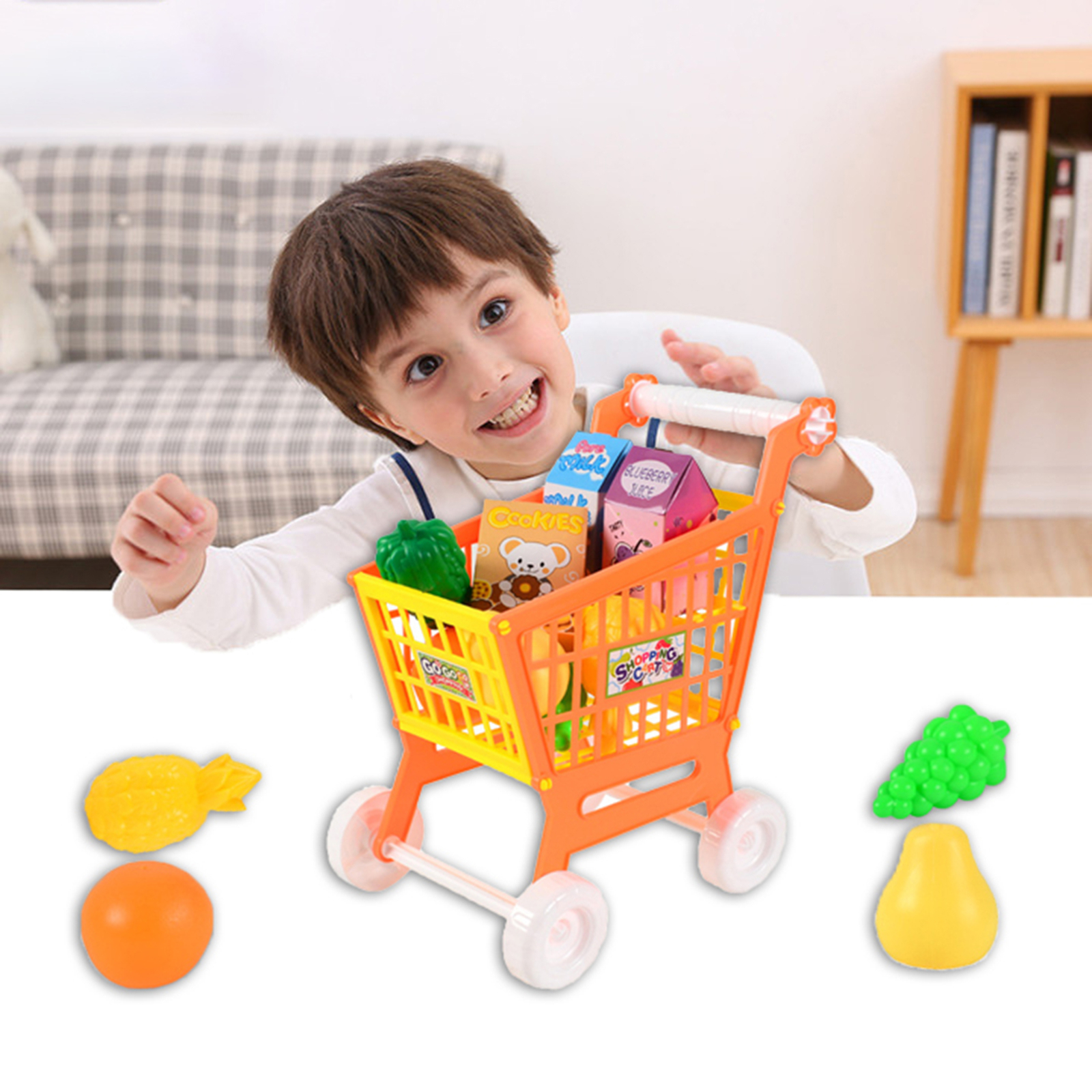 1 Set Kids Trolley Toy Diy Assemble Simulated Role Play Supermarket ...
