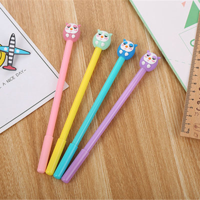 6pcs Bird Owl Shape Gel Pen Black Ink Stationery Sign Kids Writing ...