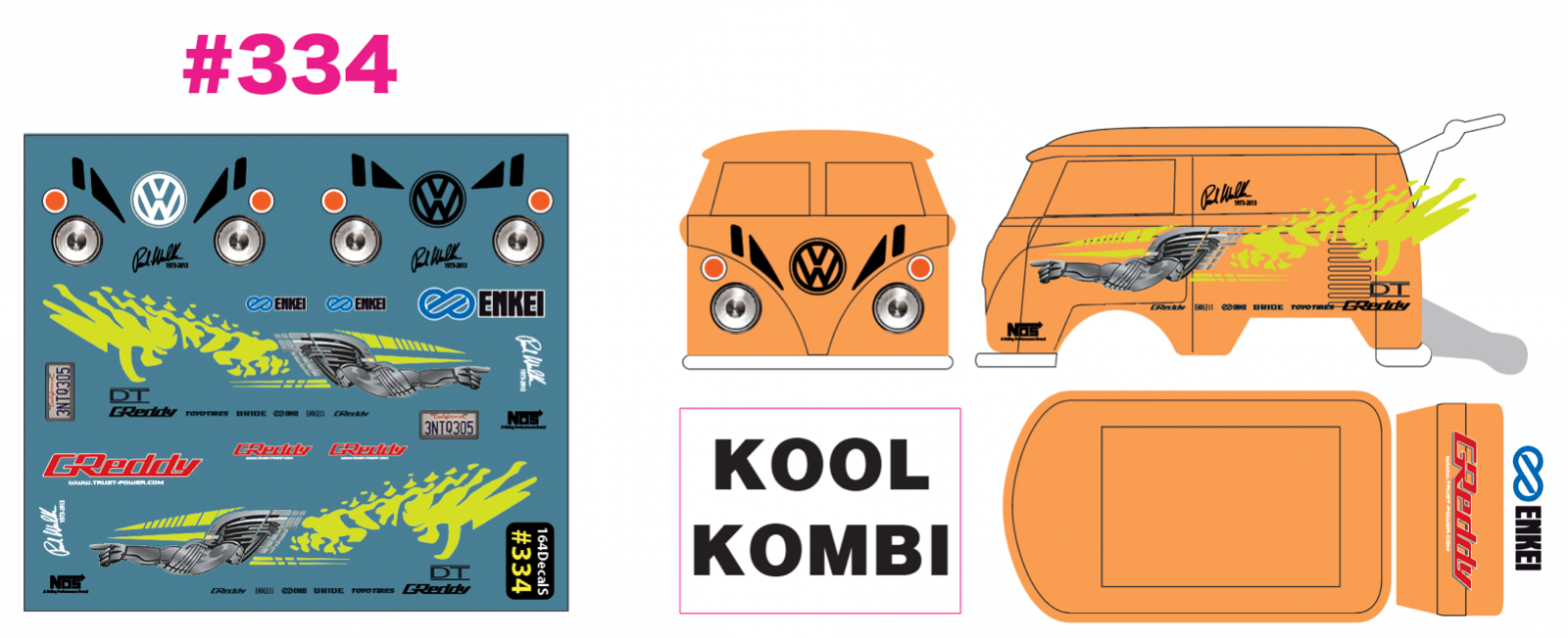 Fast Furious KOOL KOMBI Chrome Gold Decals 1/64 CUSTOM Hot Hw # 329-334 ...