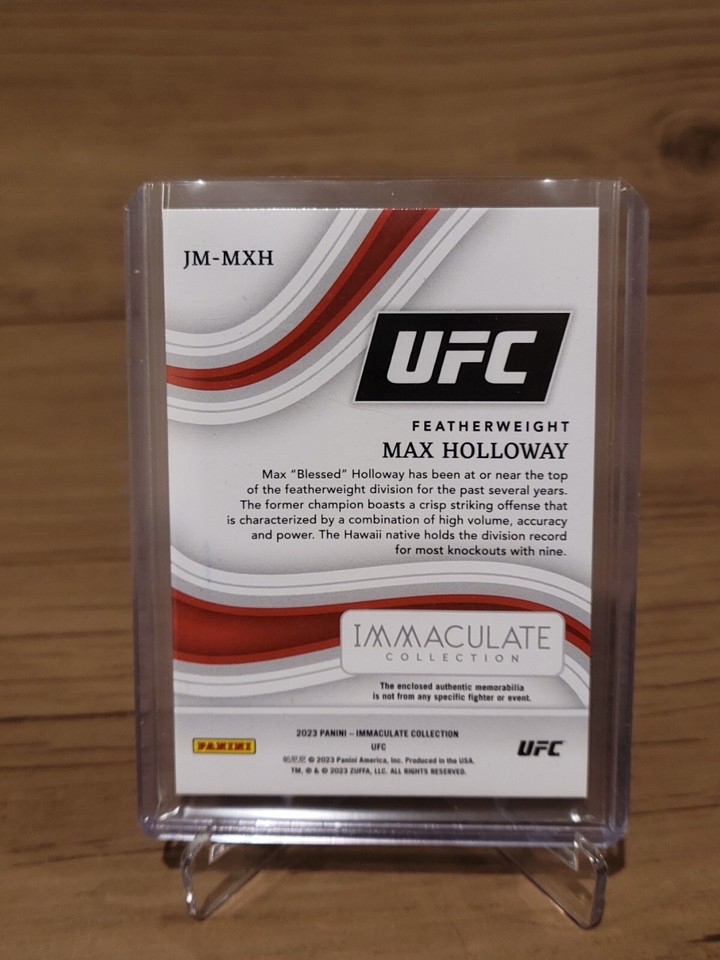 2023 UFC Immaculate Max Holloway GOLD #10/10, Hats Jumbo Memorabilia ...