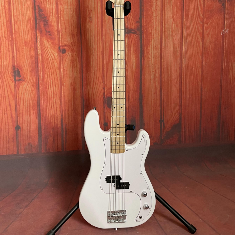 4-strings Bass Guitar White PB Bass Maple Fretboard Strings Thru Body ...