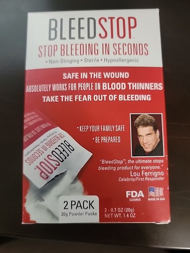 Bleedstop Stop Bleeding in Seconds Emergency First Aid 2 pack 20g ea ...