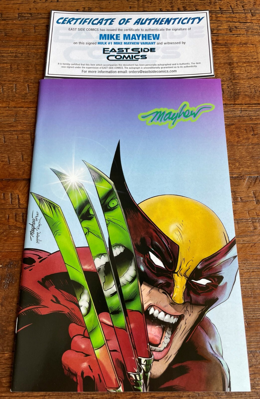 HULK 1 MIKE MAYHEW GAMMA GLOW SIGNED COA 340 WOLVERINE HOMAGE VIRGIN ...