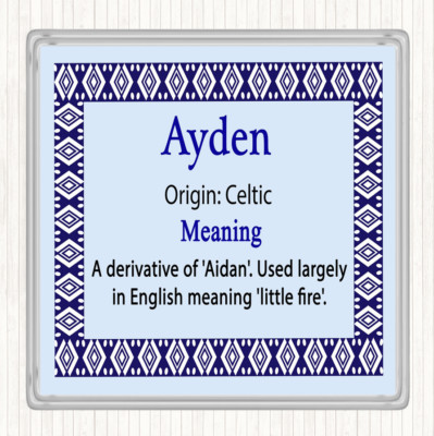 Ayden Name Meaning Drinks Mat Coaster Blue | eBay UK
