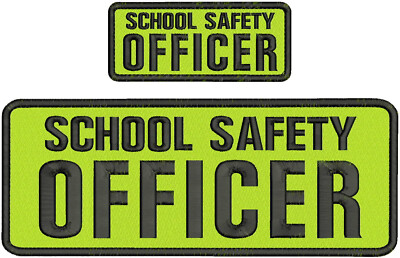 SCHOOL SAFETY OFFICER EMBROIDERY PATCH 4X11&2X5 HOOK ON BACK BLACK ON ...