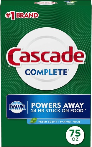 Cascade Complete Powder Dishwasher Detergent, Fresh Scent, 75 oz, White ...