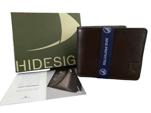 Brand New In Box Hidesign Dark Brown Genuine Leather Bifold Wallet RFID ...