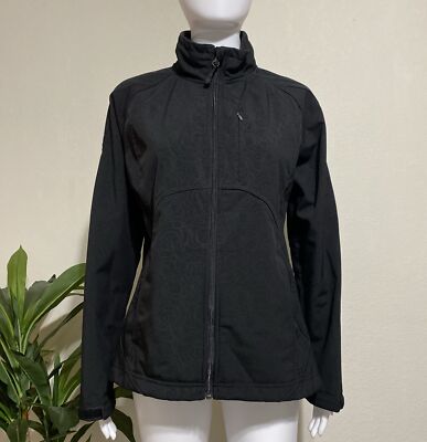Double Diamond Jacket Womens Size M Medium Black Rose Print Soft Fleece ...