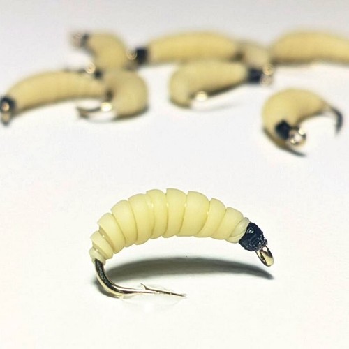 5 pcs Nymph Maggot, hook #14 - Realistic Insect Imitation Trout and ...