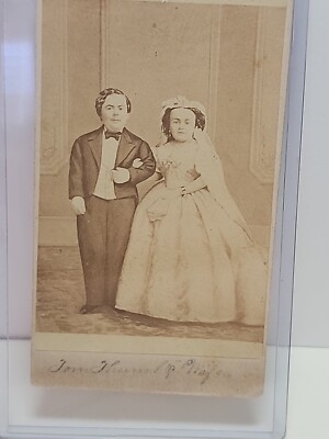 1863 CDV Mr. & Mrs. General Tom Thumb Wedding Photo Tomlinson Boston ...