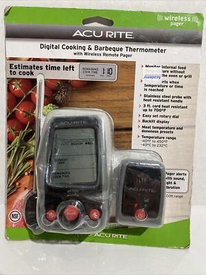 AcuRite Digital Meat Thermometer 700-F Heat Resistant Timer Remote Pager Alerts | eBay