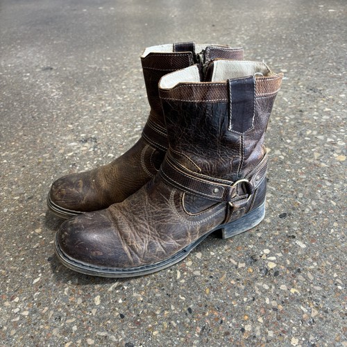 Roan By Bed Stu Brown Distressed Leather Native Short Harness Boots ...